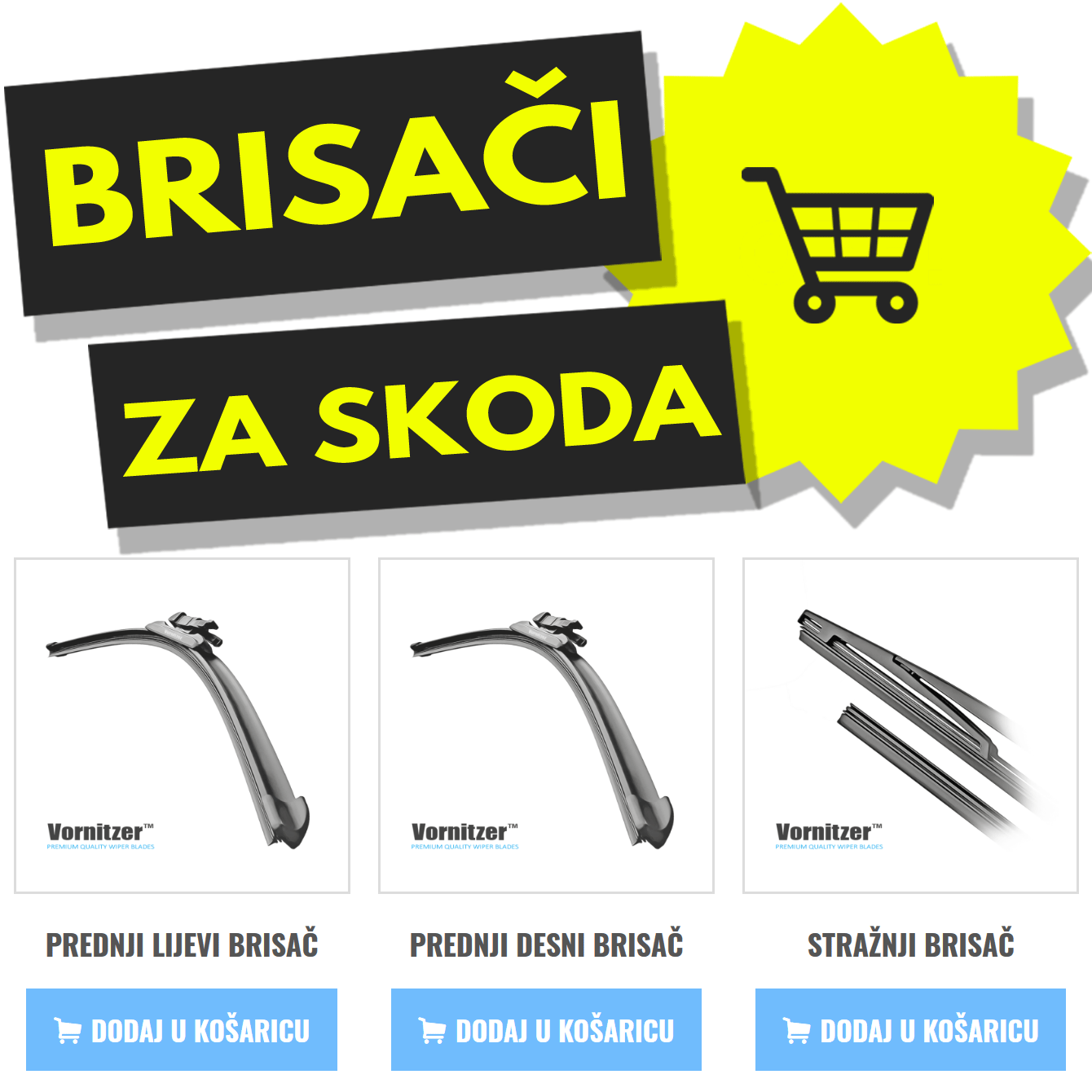 ŠKODA OCTAVIA Brisači (Metlice Brisača) + Stražnji Brisač